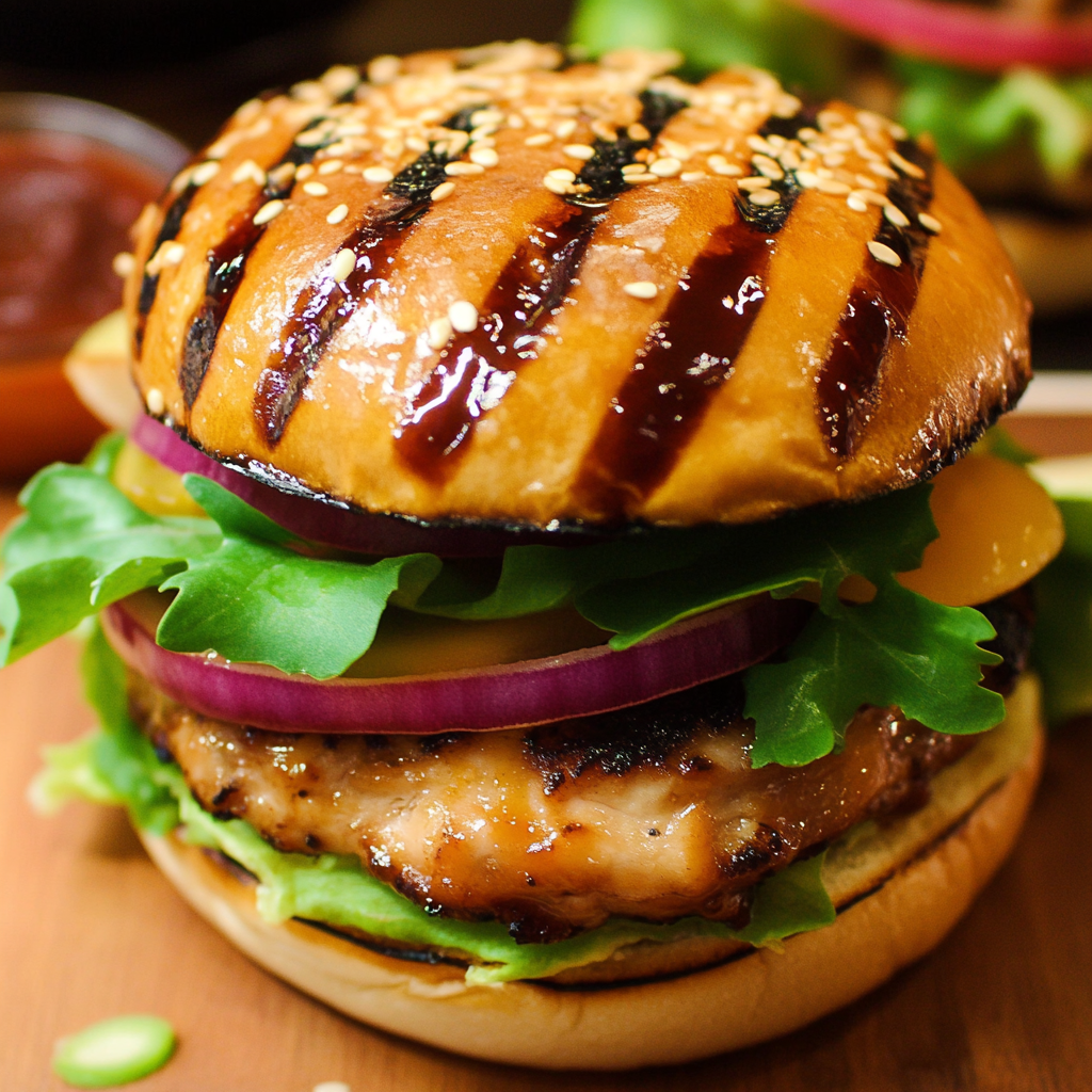 Teriyaki Chicken Burger - TheMomChef