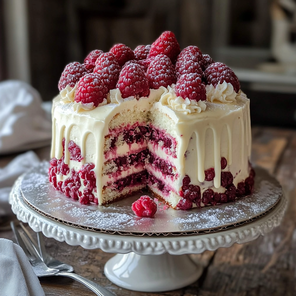 White Chocolate Raspberry Cake - TheMomChef