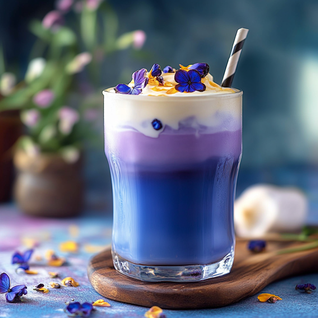 Refreshing Iced Butterfly Pea Flower Tea Latte - TheMomChef